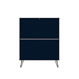 Manhattan Comfort Rockefeller Mid Century Modern 5-Drawer Tall Dresser, Tatiana Midnight Blue