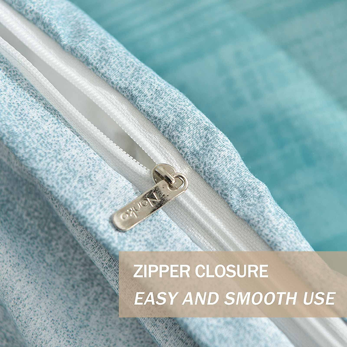 Nanko King Duvet Cover Set, Grey and Blue Teal Striped Print Pattern 3pc 104x90 Microfiber Comforter Quilt Bedding Cover with Zip Ties - Modern Farmhouse Styly for Men and Women Teen, Gray