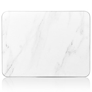 Stone Dish Drying Mats for Kitchen Counter, Ultra Absorbent, Fast Dry, Non-Slip, Heat Resistant, Eco-Friendly Diatomaceous Earth Mat for Baby Bottles, Dishes, and More(16x12 inch, Whtie Marble)