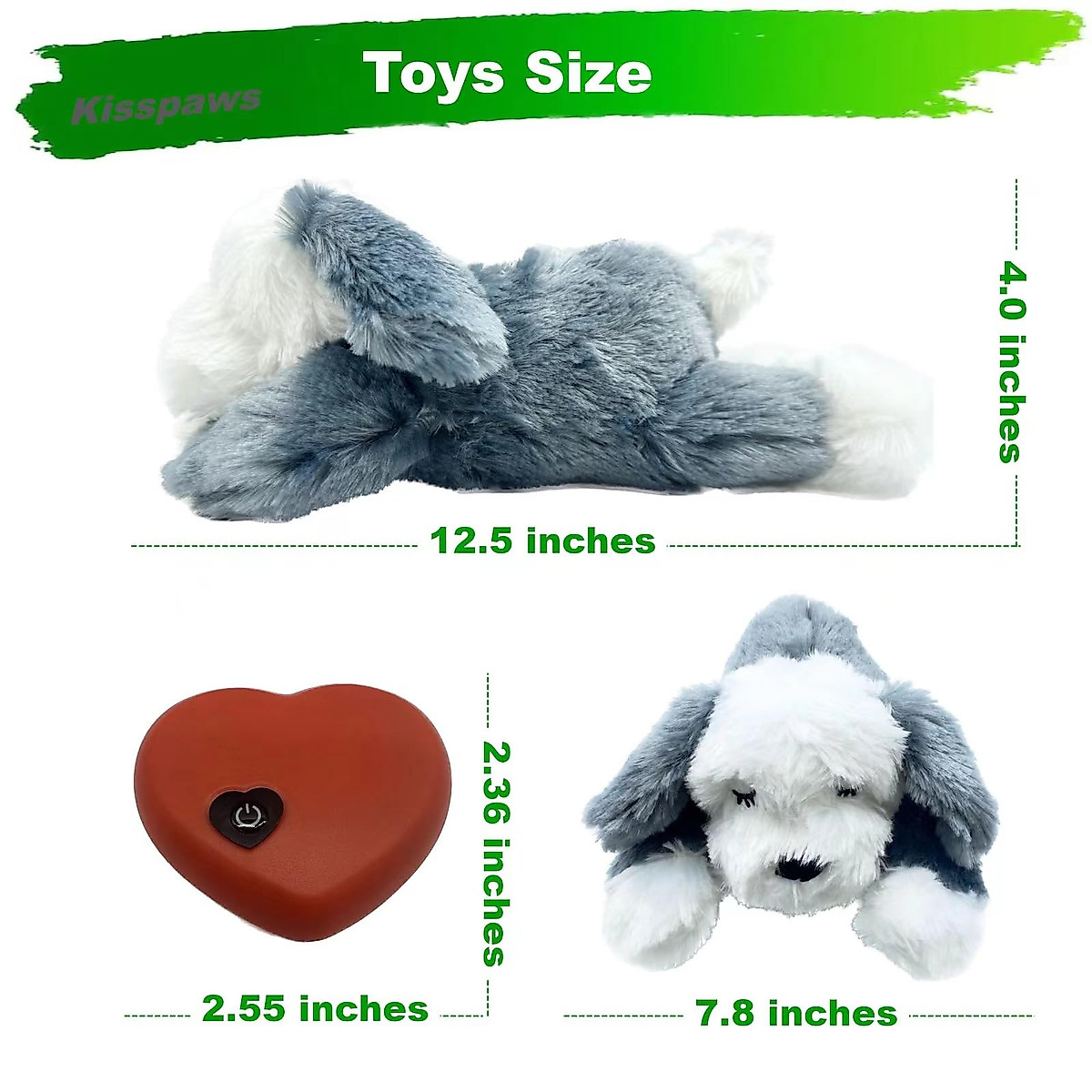Kisspaws Heartbeat Plush Toy for Dogs Puppy Cats Pet Anxiety Relief and Calming Sleep Aid Pet Comfort Companion Toy