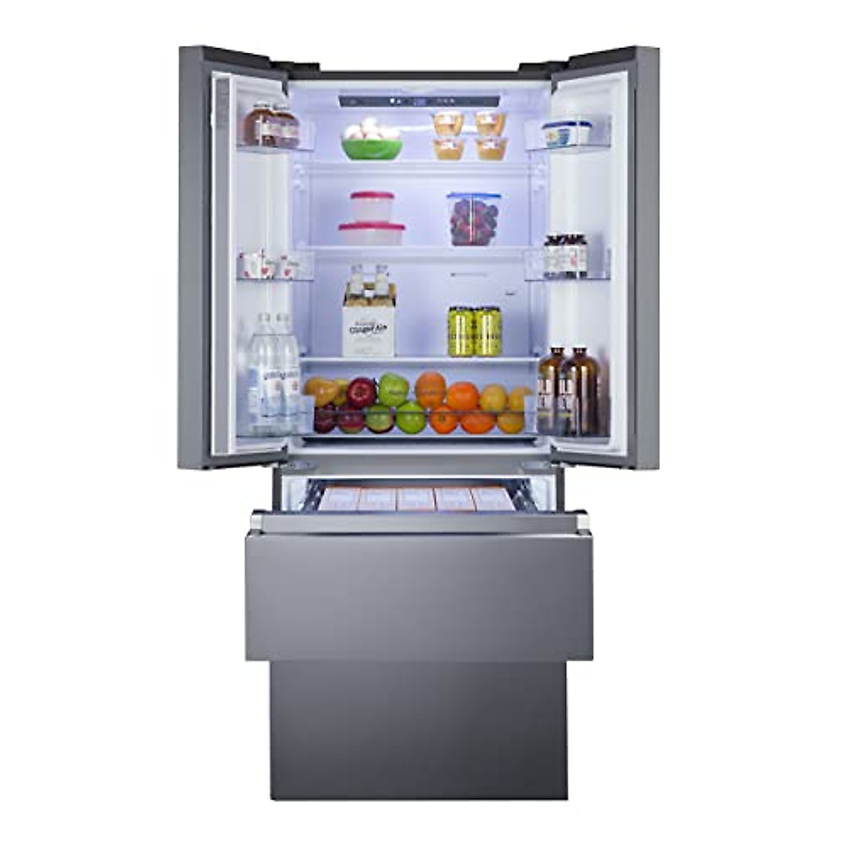 Summit Appliance FDRD152PL 27.5" Wide French Door Refrigerator-Freezer, Stainless Steel Look, Digital Controls, Interior LED Light, Open Door Alarm, No-frost Operation, Energy Saving Function