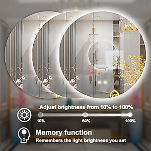 JSneijder 2-Piece LED Bathroom Mirror 32 Inch Backlit Round Mirror & 28x36 Inch Rectangular Mirror, Wall Mounted Dimmable Anti-Fog