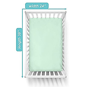 TL Care Fitted Mini Crib Sheet 24" x 38", Soft Breathable Neutral 100% Cotton Jersey Portable Sheet, Mint, for Boys and Girls, Fits Most Pack N Play and Mini Crib Mattresses