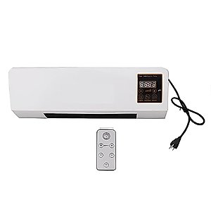 Wall Mount Air Conditioners, Dual Use Mini Air Cooling Heating Fan for Bedroom, Remote Control Mini Air Conditioner Air Curtain, Indoor Over Door Fan for Bathroom (Without Print)