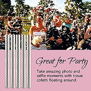 Battife 7Pack White Confetti Wands, Confetti Shoot Poppers, Tissue Paper Confetti Flick Flutter Sticks for Wedding Celebrations Anniversary Birthday Party, 14 Inch