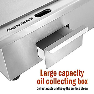 Aliyaduo 110V 3000W 22" Commercial Electric Countertop Griddle Flat Top Grill Hot Plate BBQ,Adjustable Thermostatic Control,Stainless Steel Restaurant Grill for Kitchen