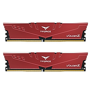 TEAMGROUP T-Force Vulcan Z DDR4 16GB Kit (2x8GB) 3200MHz (PC4-25600) CL16 Desktop Memory Module Ram Red TLZRD416G3200HC16FDC01