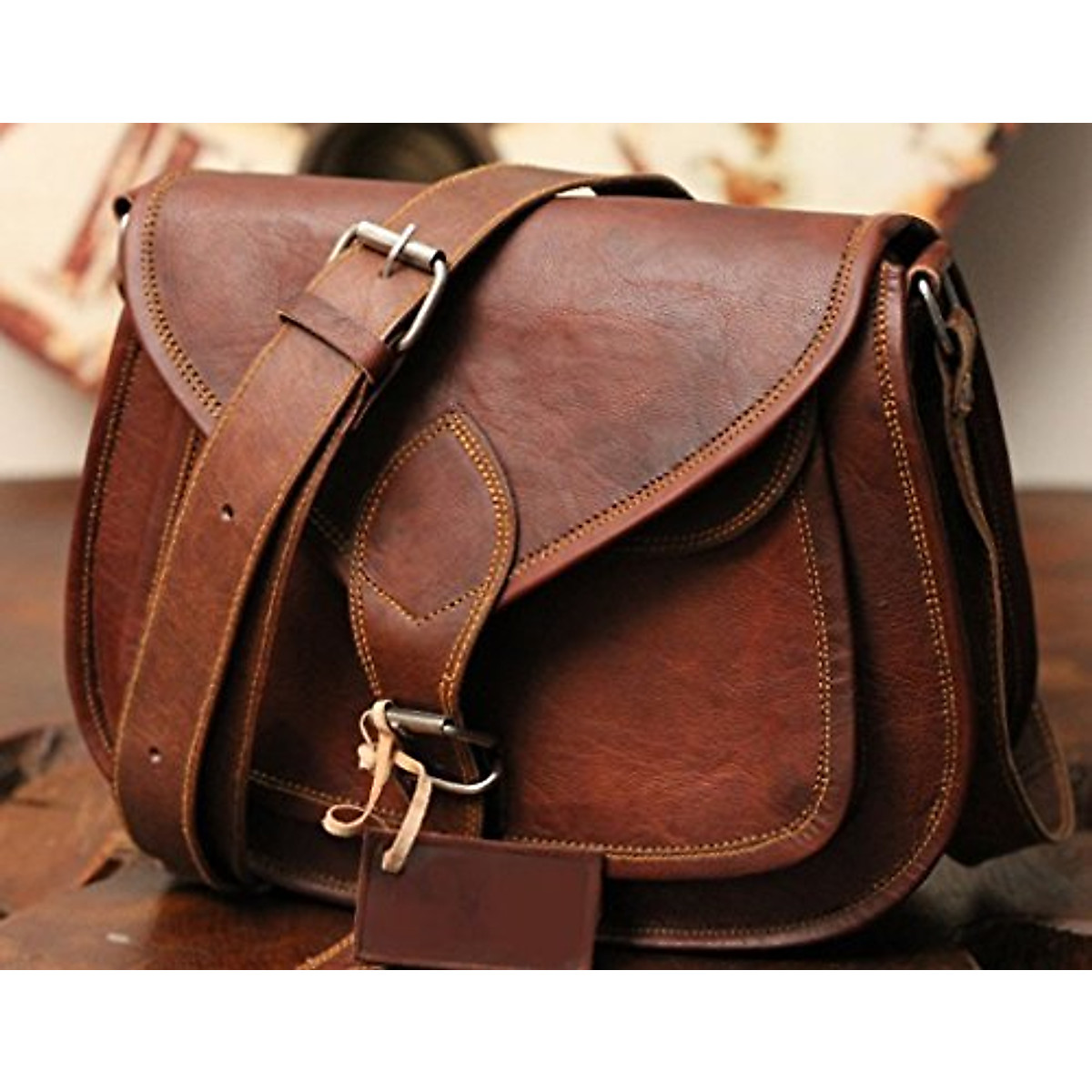 Phoenix Craft Leather Women's Purse Crossbody Gypsy Shoulder Travel Tote bag 11x9x3 Inches Brown Christmas gifts