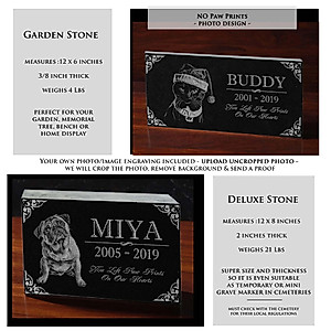 You Left Paw Prints on Our Hearts Pet Memorial Stones Personalized Headstone Grave Marker Absolute Black Granite Garden Plaque Engraved with Dog Cat Name Dates