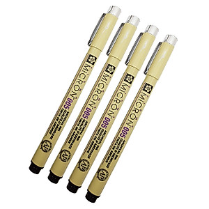 Sakura Pigma Micron 005 Black Pen 0.2mm Line Width Pack of 4 (005)