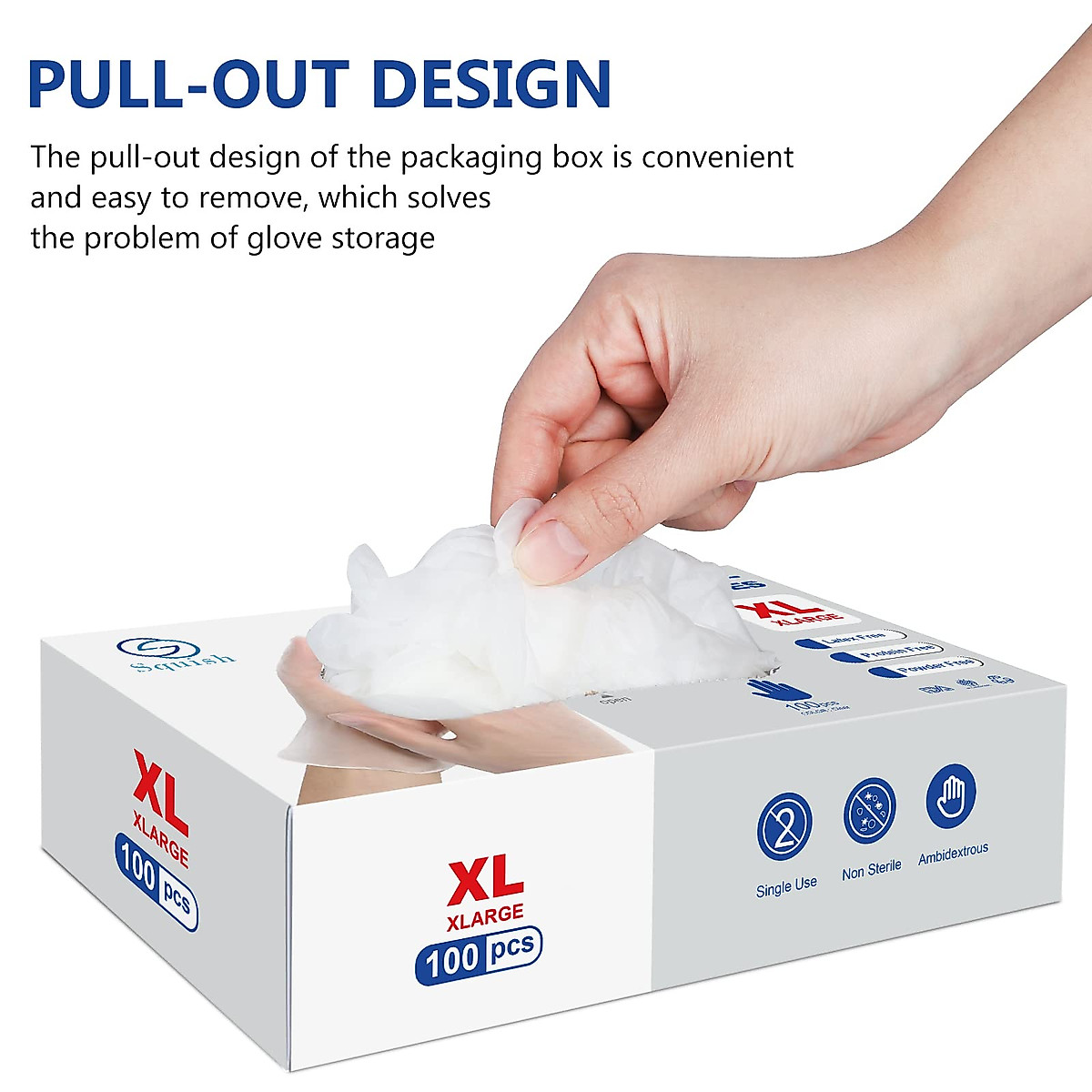 squish Disposable Gloves,Clear Vinyl Gloves Latex Free Powder-Free Glove Cleaning Health Gloves for Kitchen Cooking Cleaning Food Handling, 100PCS/Box, X-Large