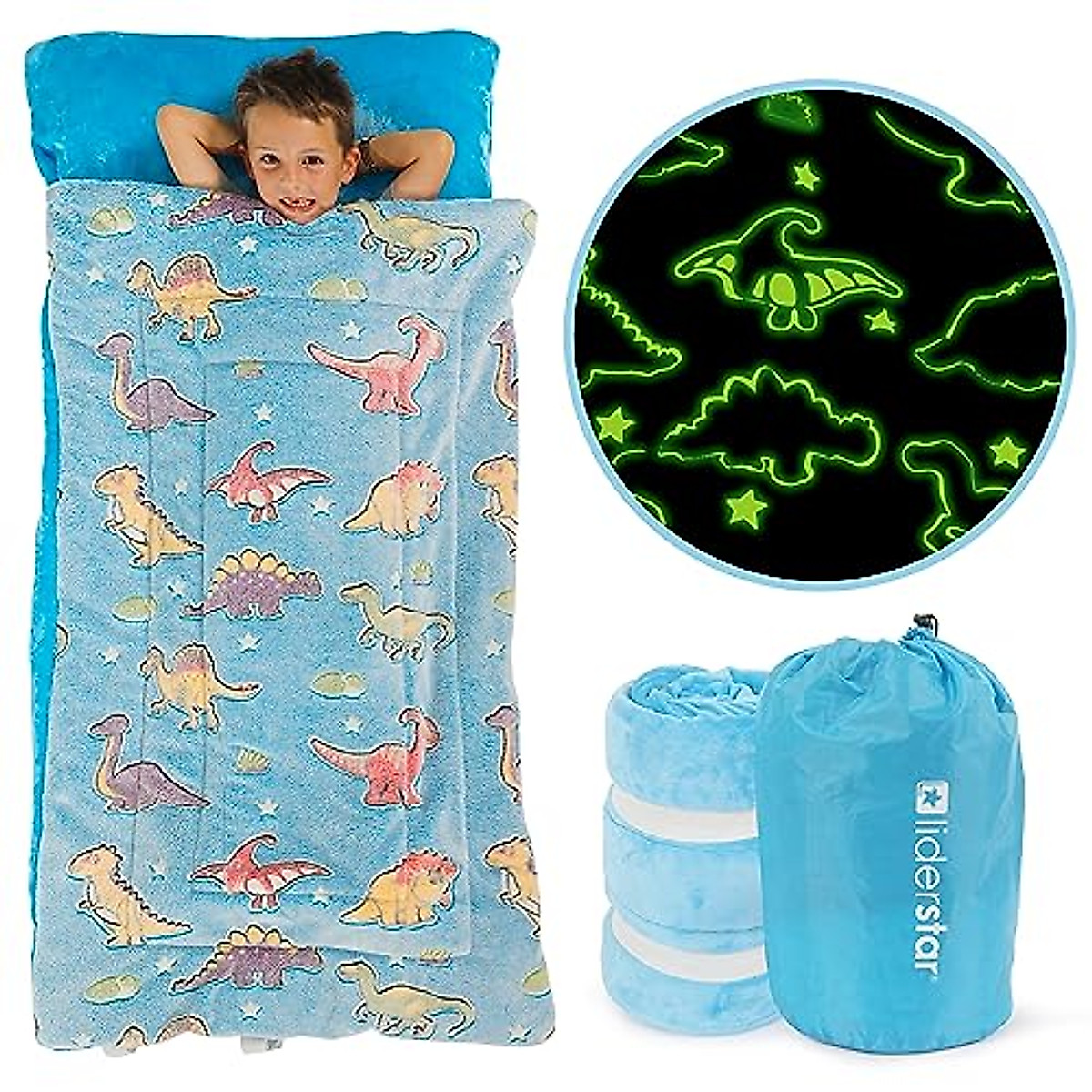 Dinosaur Sleeping Bags – Cozy Sleeping Bag for Boys Girls Aged 2-12 – Glow in The Dark Dinosaur Design – Ultra-Soft and Comforting Kids Sleeping Bag – 33 x 66-inch