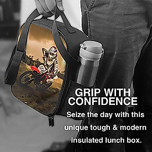 Nerxy Insulated Dirt-Bike Motocross Lunch Cooler Tote Bag Lightweight Motorcycle Reusable Thermal Lunch Bags Motorcyclist Food Container for Boys Men Girls