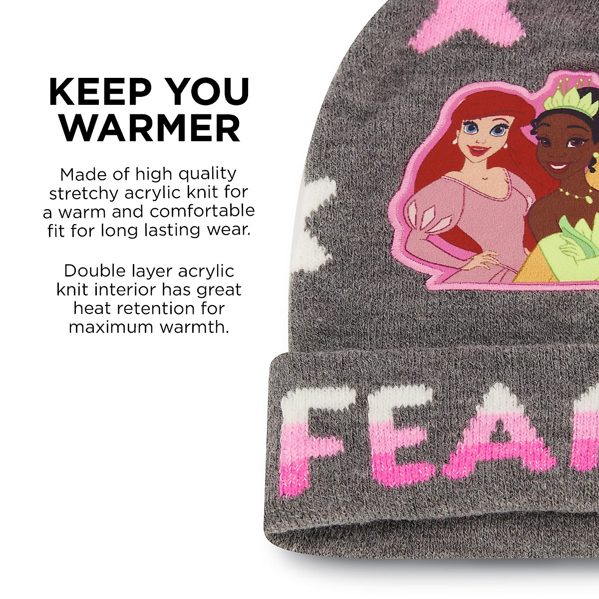 Disney Girls Princess Hat And Kids Gloves Set For Ages 4-7, Grey