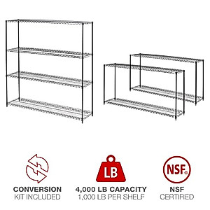 Alera ALESW207218BA BA Plus 72 in. x 18 in. x 72 in. 4-Shelf Wire Shelving Kit - Black Anthracite Plus