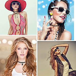 PAXCOO 10PCS Black Velvet Choker Necklaces with A Stroage Bag for Women Girls