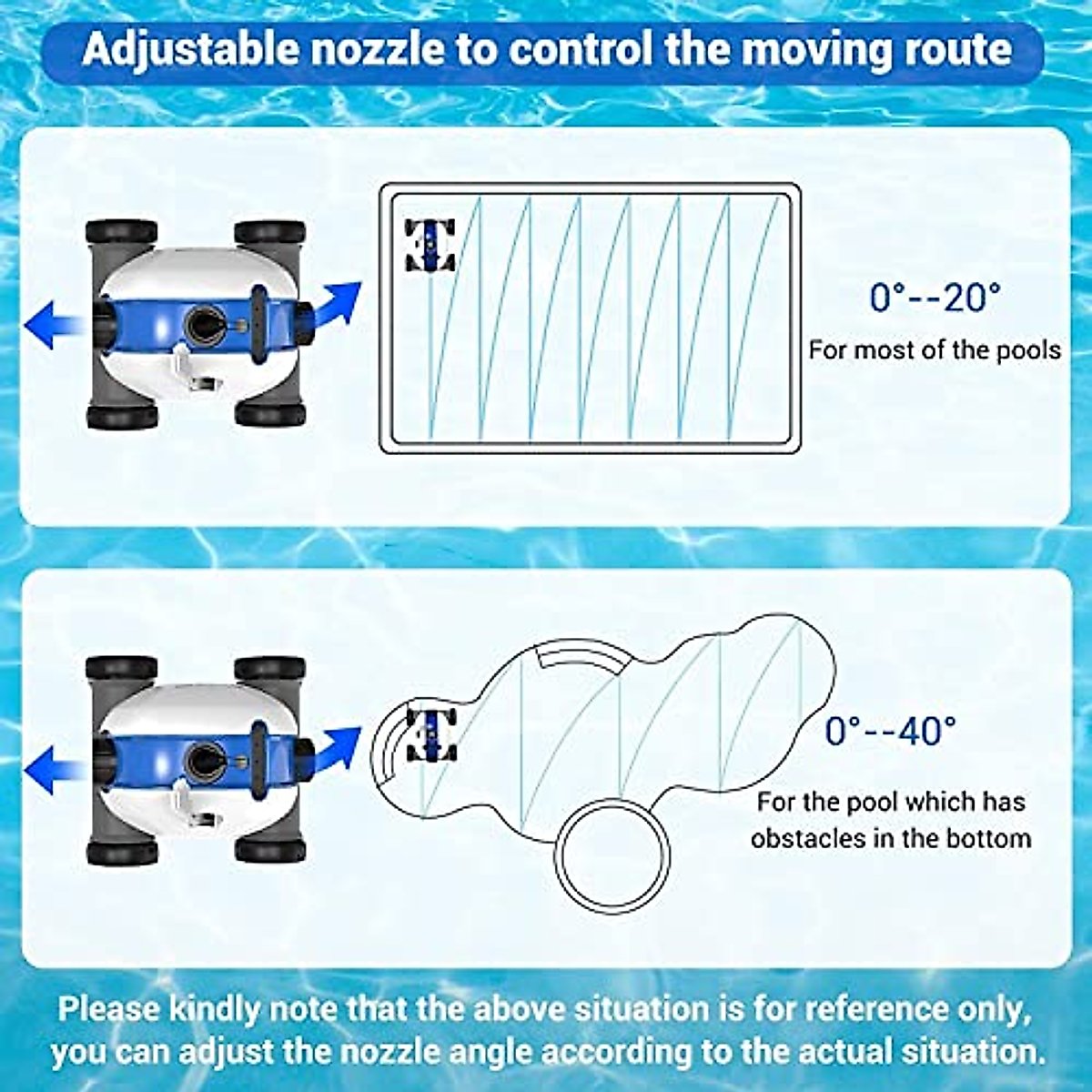 Rock&Rocker Cordless Robotic Pool Cleaner, Automatic Pool Vacuum with Dual-Drive Motors, Up to 90 Mins Working Time, for Above/Inground Swimming Pools Up to 861 Sq Ft, Blue