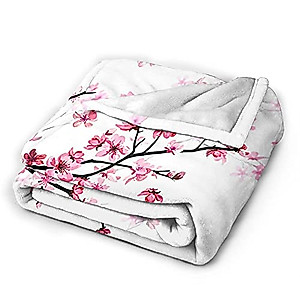 Pink Floral Ultra-Soft Micro Fleece Blanket Durable Keeps Warm The Office Blanket for All Seasons and Scene 60x50 Inch