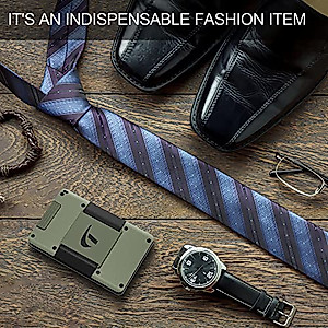 umoven Minimalist Wallet For Men - Aluminum Slim Stretchable Belt Draw-Out Metal Wallet with 1 Clear window ID Badge Holder, Holds up 15 Cards with Cash Strap. (Green)