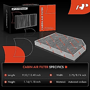 A-Premium Cabin Air Filter with Activated Carbon Compatible with Porsche Panamera 2017-2021 2.9L 4.0L, Panamera 2019-2020 3.0L, Panamera 2022-2023 2.9L 4.0L, Taycan 2020-2023, Replace# 971819429