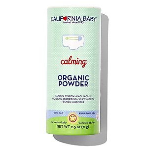 California Baby Organic Baby Powder Talc-free | USDA Certified Organic | Talc Free Baby Powder | Body Powder for Men | Absorbs Moisture & Anti-Chafing | Diaper Powder for Sensitive Skin | 2.5oz / 71g