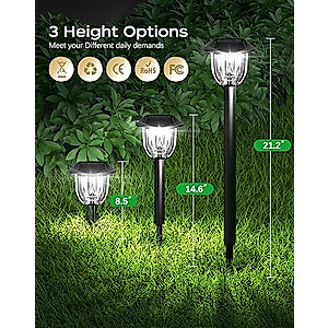 WIHTU 6 Pack Solar Lights for Outside Garden Pathway Lights Outdoor Waterproof Bright Lights for Yard Decor Solar Powered Landscape Lighting for Walkways Driveway Sidewalk Patio Lawn (Cool White)