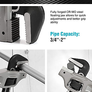 DURATECH 14-inch Heavy Duty Aluminum Offset Pipe Wrench, 2" Jaw Capacity, Adjustable Plumbing Wrench, Drop Forged, Exceed GGG standard