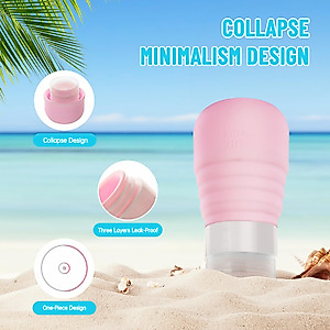 Travel Bottles for Toiletries, Minimalism Collapsible Tsa Approved 3oz Portable Travel Bottles, Silicone Squeezable Leak Proof Travel Size Containers, Travel Essentials with Clear Bag (4Pack)