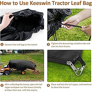 Protoiya Lawn Tractor Leaf Bag Wear-Resistant Oversized, Garden Leaf Bag, 420D Oxford Cloth Wear-Resistant Lawn Mower Grass Catcher Bag for All Lawn Mower Tractor 80 × 51 Inch