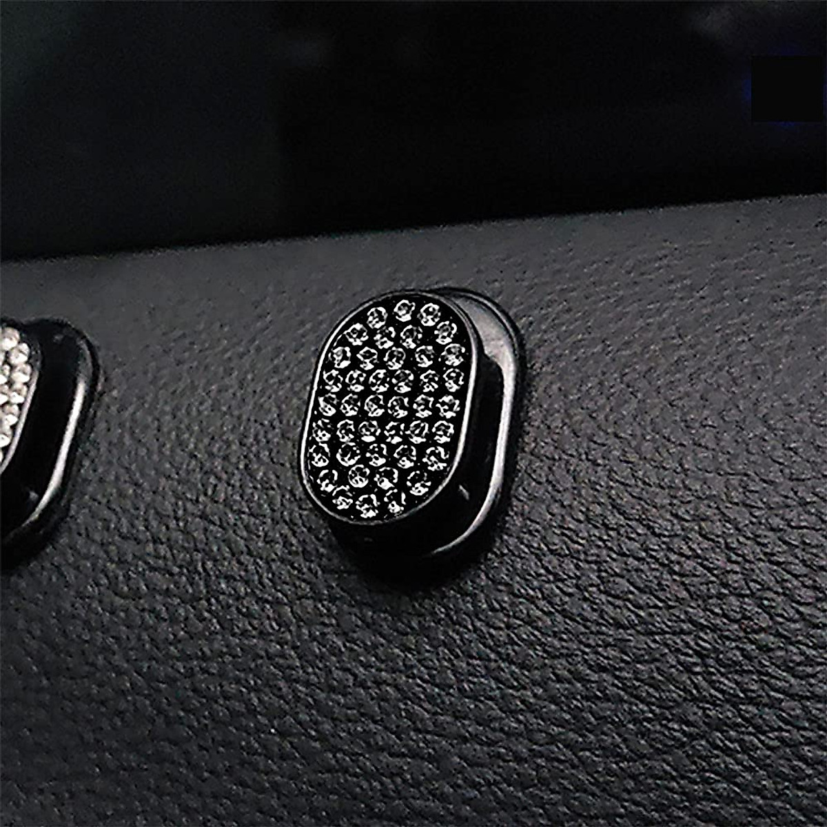 MINGZAIQIPEI Bling Car Mini Hooks, Crystal Adhesive Hook for Hat Coat Towel Key, Decorative Diamond Car Hooks Stick on Dashboard, Wall Hanging Mask Holder for Home and Car，4 Pack (Black)