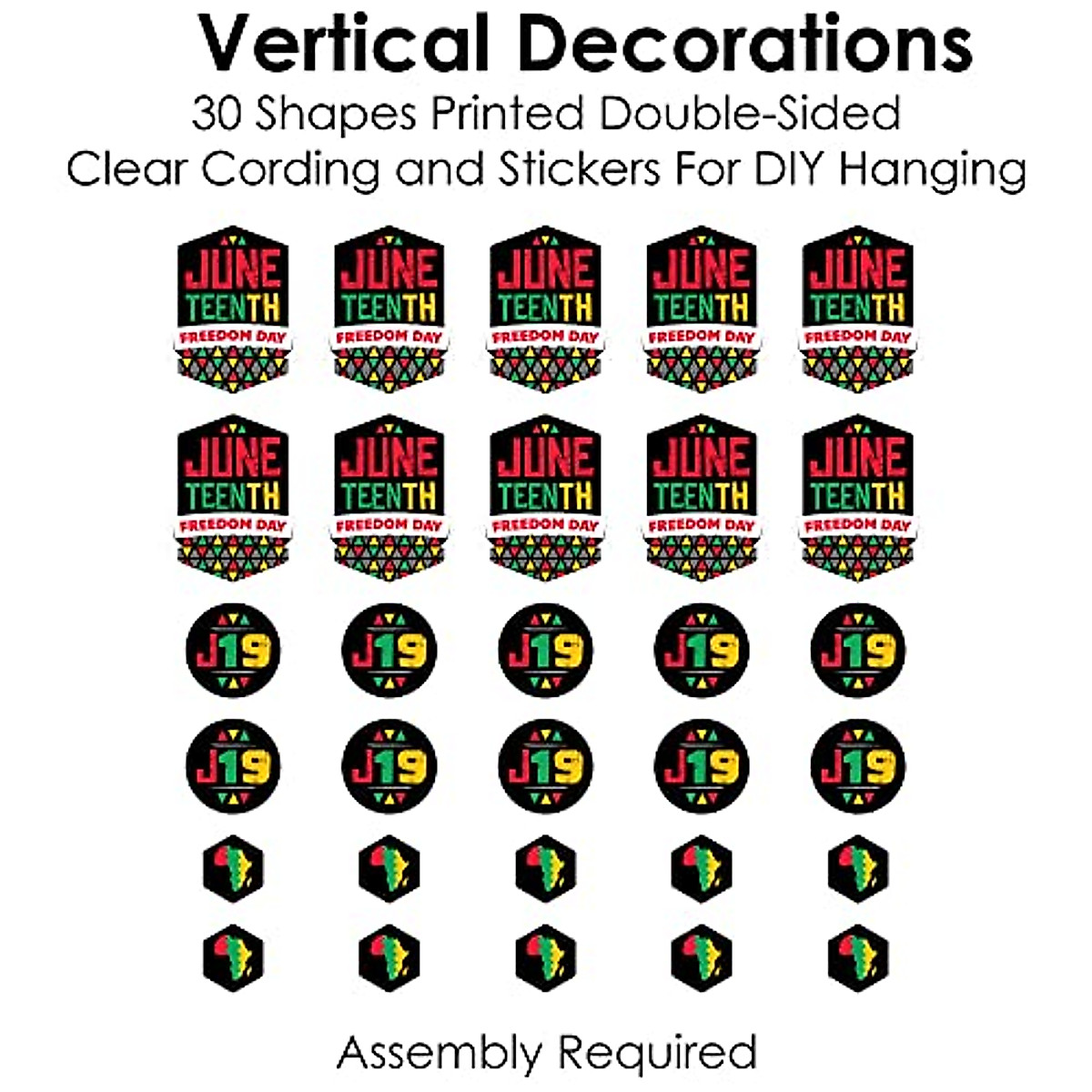 Big Dot of Happiness Happy Juneteenth - Freedom Day Party DIY Backdrop - Vertical Decorations - 30 Pieces