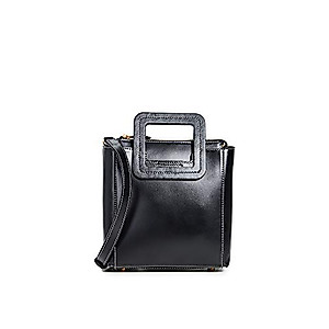 Staud Women's Black Leather Mini Shirley Tote Crossbody Handbag Messenger