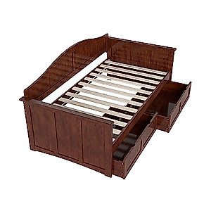 AFI, Nantucket Twin Size Wood Daybed Frame with 2 Storage Drawers, Walnut (Brown)