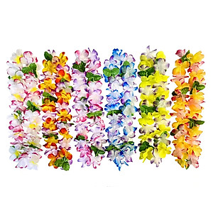12PCS Hawaiian Leis Luau Party Decorations Tropical Party Favors Lei Hawaiian Flower Lei Perfect for Hawaiian Luaus Party Birthday Party Favors.