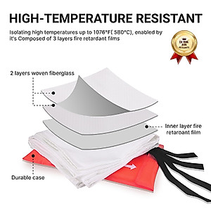 2025 Emergency Fire Blanket, 2 Pack Fire Extinguisher Blanket, Fire Suppression Blanket, Flame Retardant Blanket Fire Safety Blanket for Home, Kitchen, School, Grill, Car, Office, Warehouse(40” x 40”)