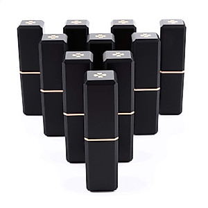Allwon 10Pcs Black Empty Lipstick Tubes DIY Lip Balm Container (Square Tube)
