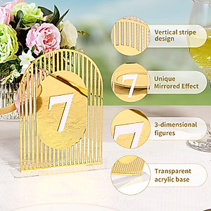 20 pcs Modern Arch Gold Table Numbers for Wedding Reception， Acrylic Signs and Holders ，Perfect for Centerpiece, Reception, Decoration, Party, Anniversary, Event（4x6 Inch）