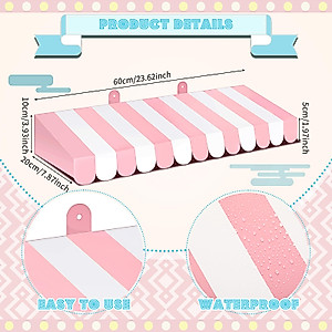 4 Pack Circus Awning Decoration 3D Awning Wall Decorations Carnival Tent Mardi Gras Circus Theme Party Decorations Carnival Stand Decor for Carnival Party Favors (Pink and White)