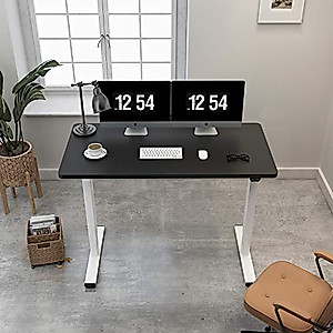 FLEXISPOT Electric Black Standing Desk Whole Piece 55 x 28 Inch Desktop Adjustable Height Desk Home Office Computer Workstation Sit Stand up Desk (White Frame + 55" Black Top, 2 Packages)