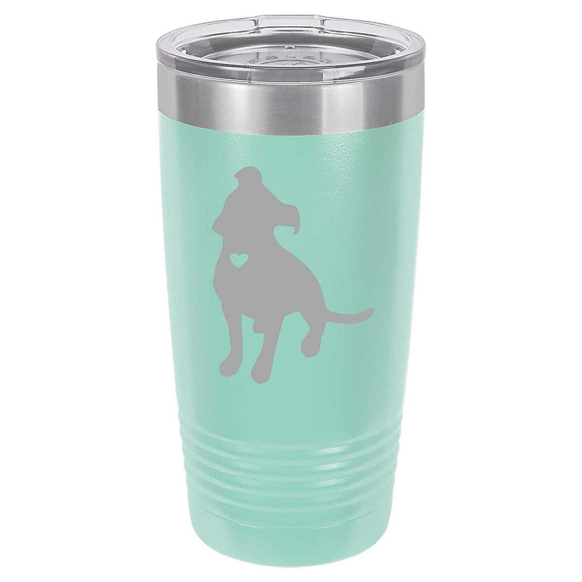 Tumbler Stainless Steel Vacuum Insulated Travel Mug Cute Pitbull with Heart (Teal, 20 oz)