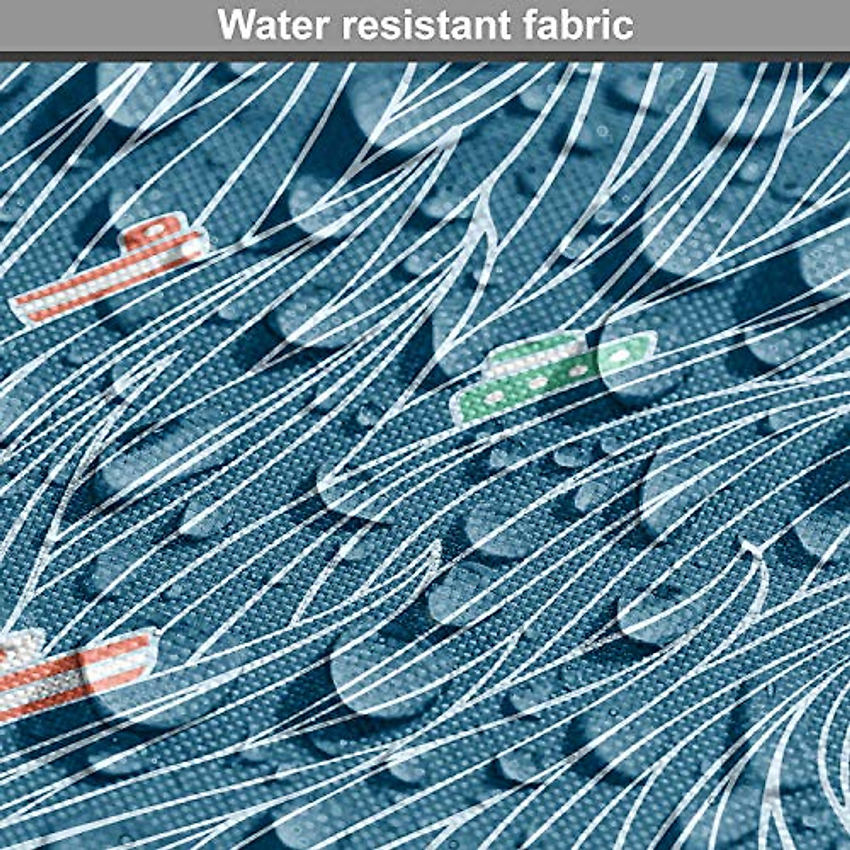 Ambesonne Maritime Fabric by The Yard Water Resistant Waves Ships Cartoon Sailor Sailboat Vacations Travel Pattern Indoor & Outdoor DIY Projects Sewing Nautical Decorations for Home 1 Yard Petrol Blue