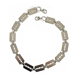 Caiyao Punk Safety obtuse Thorns Razor Blade Necklace Personality Gothic Hiphop Rock Padlock Metal Necklace for Men (Full Blade)