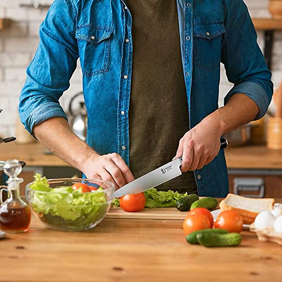 RITSU Chef Knife - 8 Inch Chef's Knife, Ultra Sharp Kitchen Knife, German High Carbon Steel Japanese Chef Knife with Ergonomic Handle for Home Kitchen Restaurant