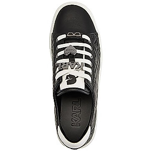 Karl Lagerfeld Paris Women's Cate Box Lace Up Sneaker, Black/Bright White, 7.5