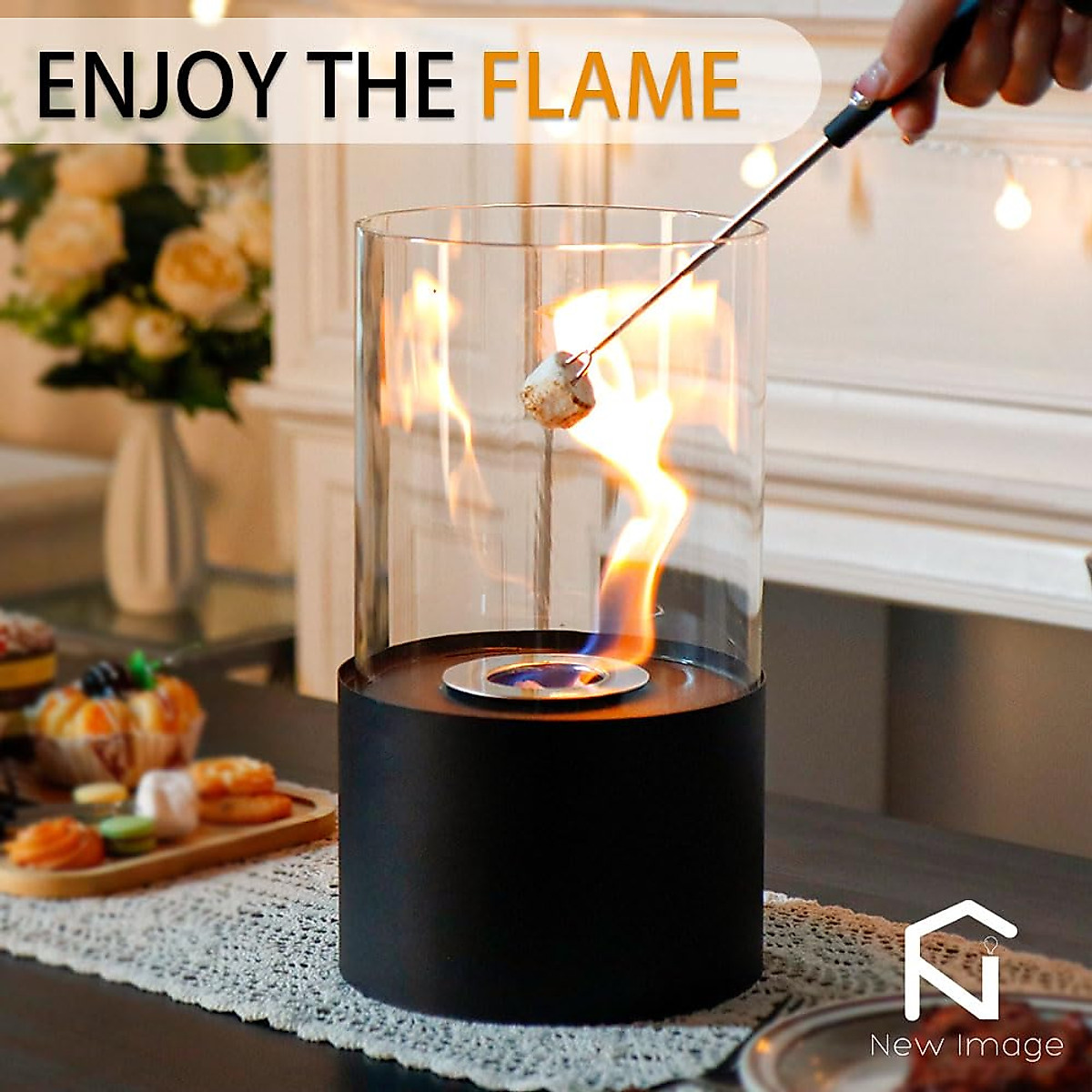 Tabletop Fire Bowl Pot|Indoor/Outdoor Portable Tabletop Fireplace–Clean-Burning Bio Ethanol Ventless Fireplace