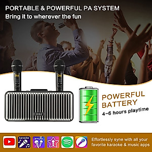 Karaoke Machine for Adults and Kids,Bluetooth Karaoke Speaker with 2 Wireless Microphone,Party Speakers with Phone Holder,HD Sound PA System Support TWS,TFcard,AUX in,for Party/Meeting