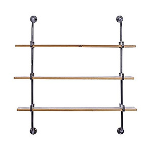 Deco 79 Wood Wall Shelf with Metal Brackets, 38" x 9" x 38", Brown