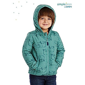 Simple Joys by Carter's Baby Boys' Puffer Jacket, Green Bear, 4T