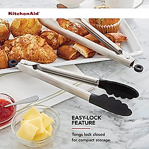 KitchenAid Universal Utility and Silicone Tipped Stainless Steel Kitchen Tongs, Set of 2