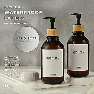 MaisoNovo Soap Dispenser 3-Piece Set | 16.9oz Amber Bottles with Black Bamboo Pumps